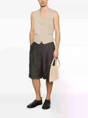 Jacquemus Pastro Pleated Cuffed-hem Shorts - Grey
