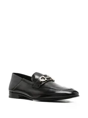 FERRAGAMO Gancini Leather Loafers - Black