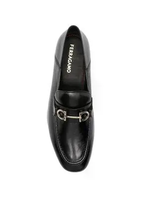 FERRAGAMO Gancini Leather Loafers - Black