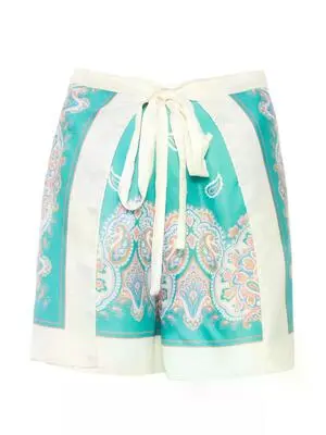 Pinko Paisley-print Side-tie Shorts