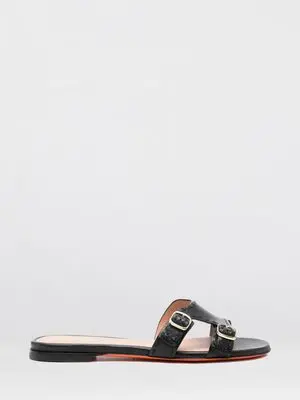 Santoni Leather Mule Sandals - Black