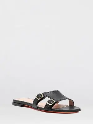 Santoni Leather Mule Sandals - Black