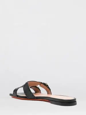 Santoni Leather Mule Sandals - Black