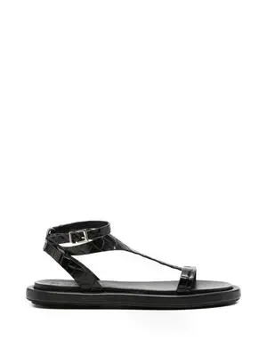 POEVE Nairobi Croc-effect T-bar Sandals