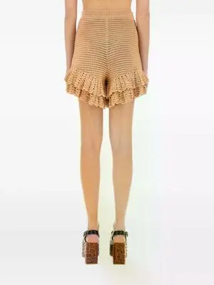 Chloé Crochet Ruffled Hem Shorts - Neutrals