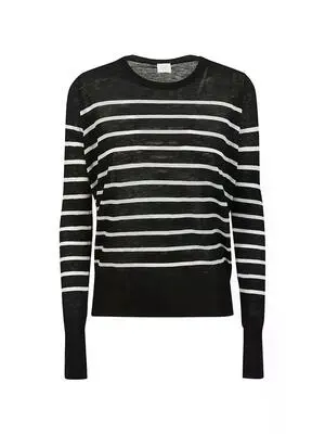 C.T.PLAGE Striped Round-neck Sweater - Black