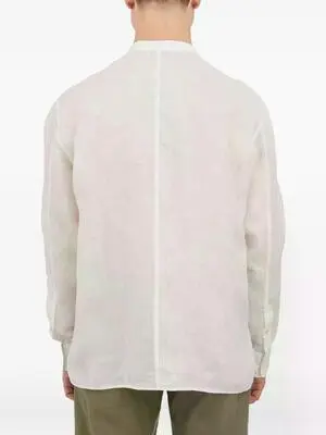 PAOLO PECORA Band-collar Linen Shirt