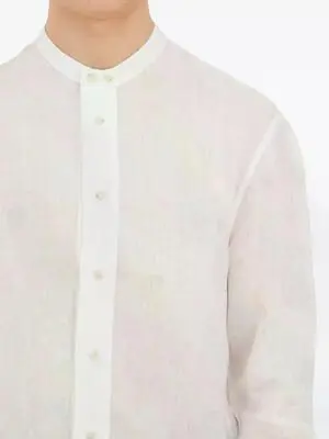 PAOLO PECORA Band-collar Linen Shirt