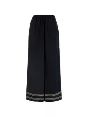 BODE Mathilde Stripe-embroidered Trousers - Black