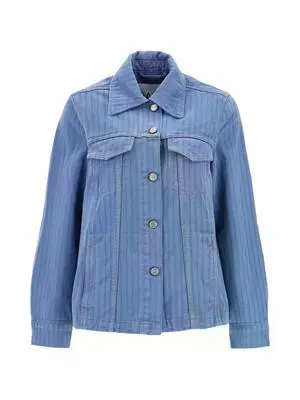 GANNI Striped Denim Trucker Jacket