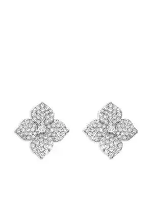 Piranesi 18k White Gold Diamond Flower Earrings - Silver