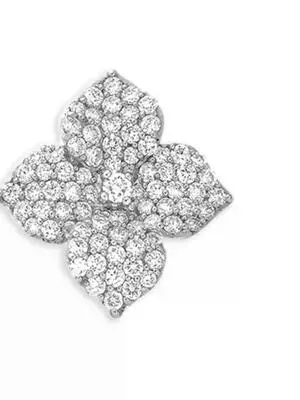 Piranesi 18k White Gold Diamond Flower Earrings - Silver