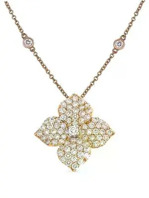 Piranesi 18k Rose Gold Diamond Flower Necklace - Pink