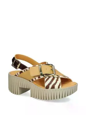 4CCCCEES Zebra-print Buckled Sandals - Neutrals
