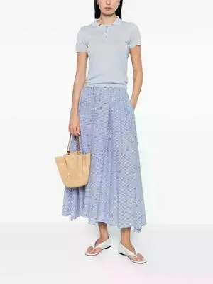 MANUEL RITZ Striped Floral Print Midi Skirt