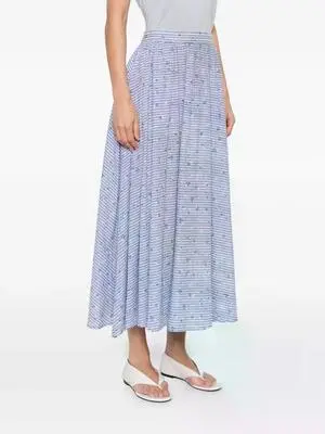 MANUEL RITZ Striped Floral Print Midi Skirt