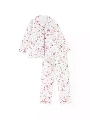 COZY CREW CLUB Christmas-print Pyjama Set - White