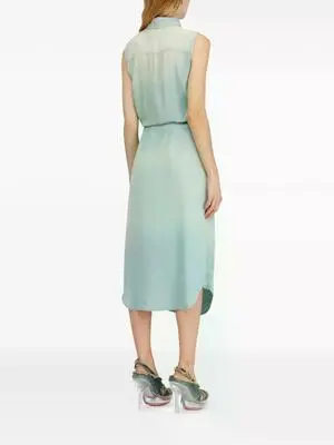 DIESEL® Sleeveless Shirt Dress With Knot Detail And Dirt Effect - Blue