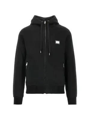 Dolce & Gabbana Hooded Zip-up Sweatshirt - Black