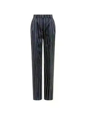 MOMS PANTS Striped Silk Trousers - Blue