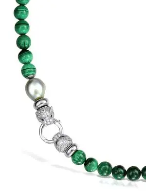 OBSIDIAN Malachite And Pearl Necklace