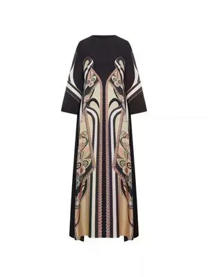 La DoubleJ Crew-neck Printed Silk Dress