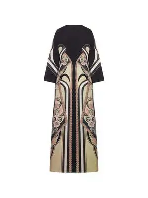 La DoubleJ Crew-neck Printed Silk Dress