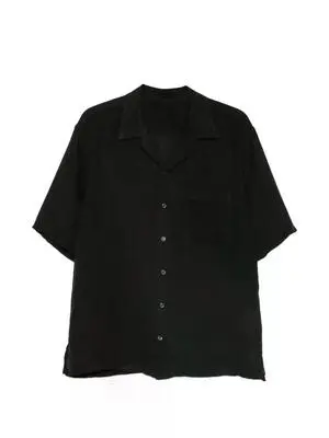 120% Lino Pocket Short-sleeve Shirt - Black