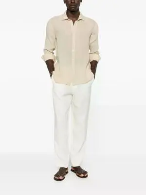 120% Lino Buttoned Long-sleeve Shirt - Neutrals