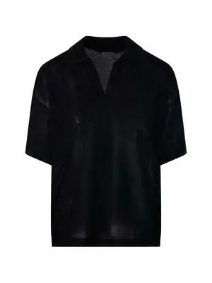 ROBERTO COLLINA Collared V-neck T-shirt - Black