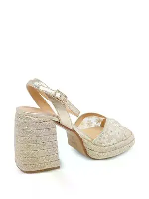 CastaÑer Vals Flower-print Platform Sandals - White