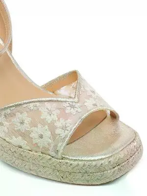 CastaÑer Vals Flower-print Platform Sandals - White