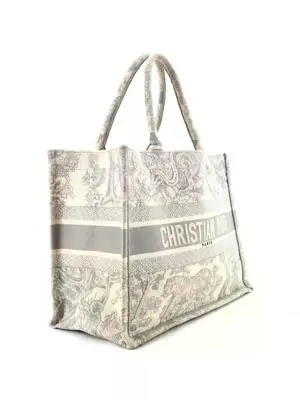 Dior Book Embroidered Canvas Medium Tote - Grey