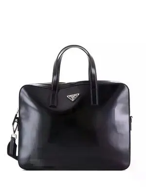 Prada Convertible Zip Around Briefcase Brushed Leather Medium