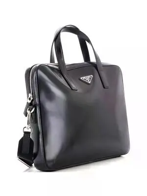 Prada Convertible Zip Around Briefcase Brushed Leather Medium