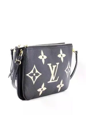 LOUIS VUITTON Double Zip Pochette Bicolor Monogram Empreinte Giant - Black