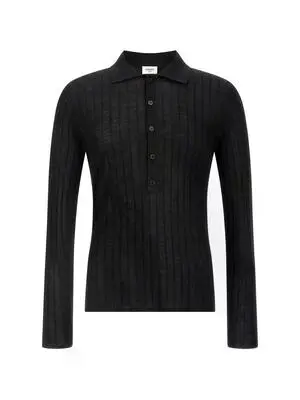 Saint Laurent Pointelle Wool Polo Shirt