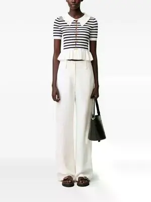 Claudie Pierlot Striped Ruffled Sweater