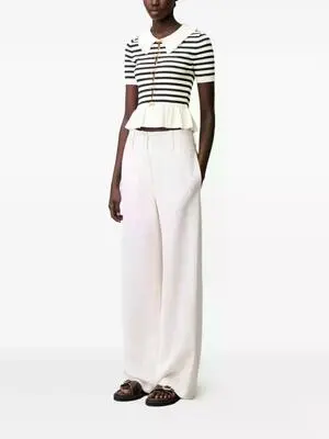 Claudie Pierlot Striped Ruffled Sweater