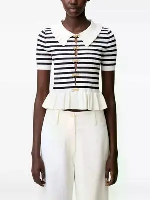 Claudie Pierlot Striped Ruffled Sweater