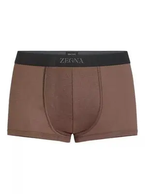 Zegna Ribbed Cotton Boxers - Brown