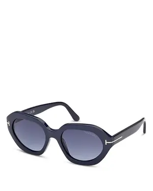 TOM FORD Geometric Sunglasses, 53mm - Blue/gradient Blue