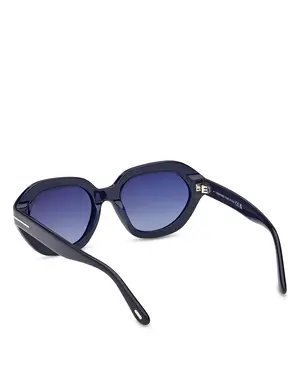 TOM FORD Geometric Sunglasses, 53mm - Blue/gradient Blue