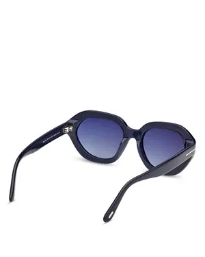 TOM FORD Geometric Sunglasses, 53mm - Blue/gradient Blue