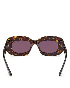 TOM FORD 50mm Rectangular Sunglasses - Dark Havana/brown