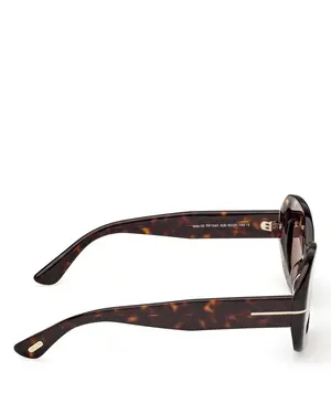TOM FORD 50mm Rectangular Sunglasses - Dark Havana/brown
