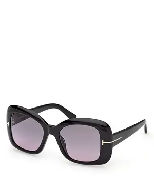 TOM FORD Square Sunglasses, 52mm Black/gradient Smoke