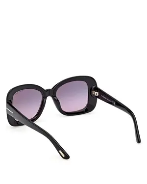 TOM FORD Square Sunglasses, 52mm - Black/gradient Smoke