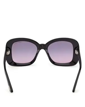 TOM FORD Square Sunglasses, 52mm - Black/gradient Smoke