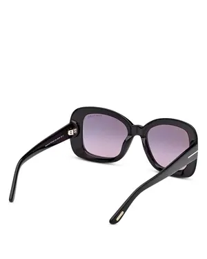 TOM FORD Square Sunglasses, 52mm - Black/gradient Smoke